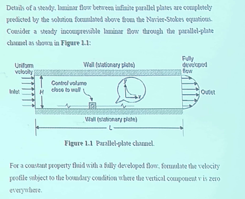 Solved Details of a steady, laminar flow between infinite | Chegg.com