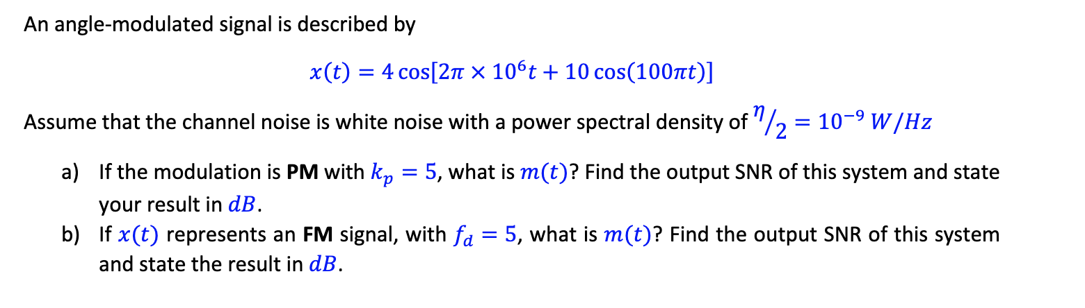 Solved An angle-modulated signal is described by | Chegg.com