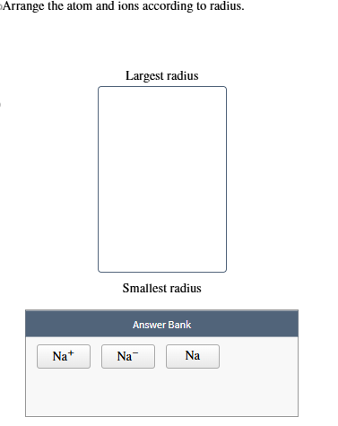 Solved Arrange the atom and ions according to radius.Largest | Chegg.com