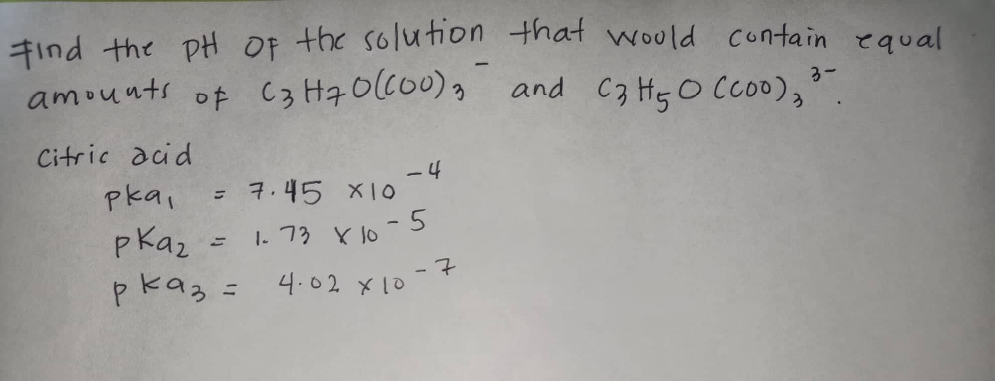 Solved Find the pH of the solution that would contain equal | Chegg.com