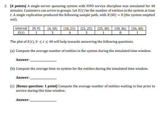 Solved 2. [4 points] A single-server queueing system with | Chegg.com
