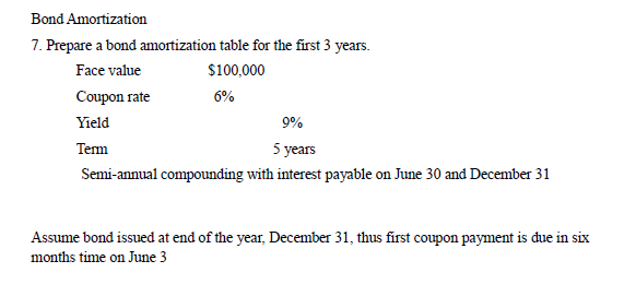 Solved Bond Amortization 7. Prepare a bond amortization | Chegg.com