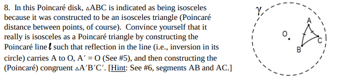 8. In this Poincaré disk, ABC is indicated as being | Chegg.com
