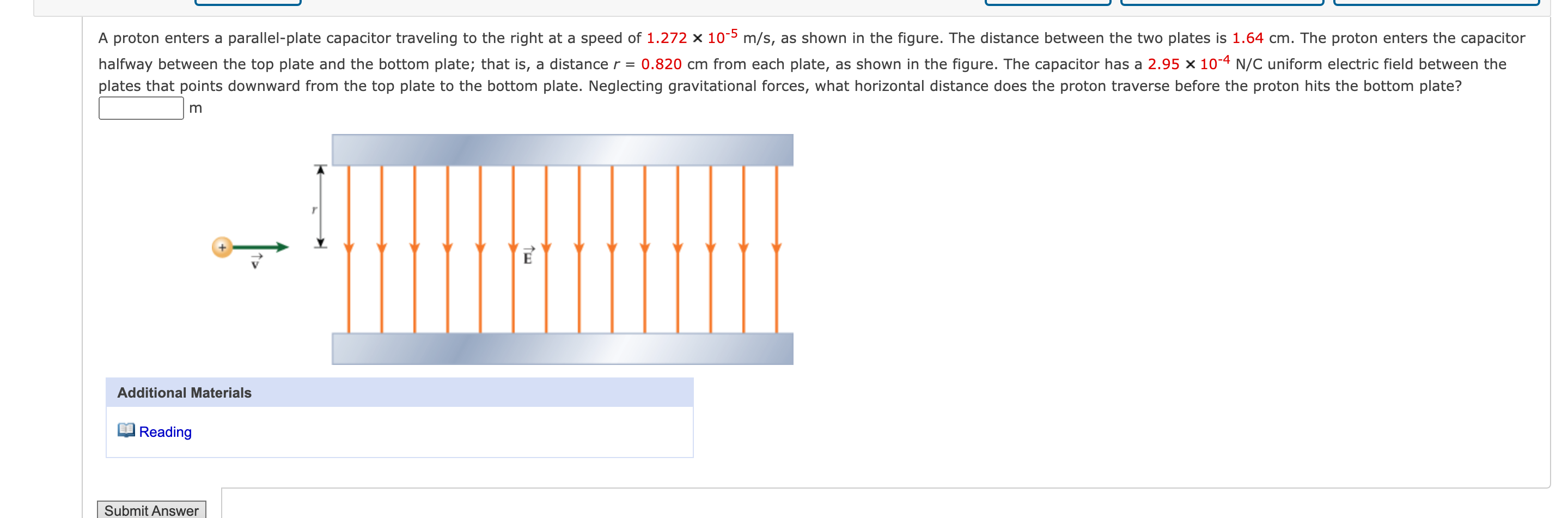 Solved A proton enters a parallel-plate capacitor traveling | Chegg.com