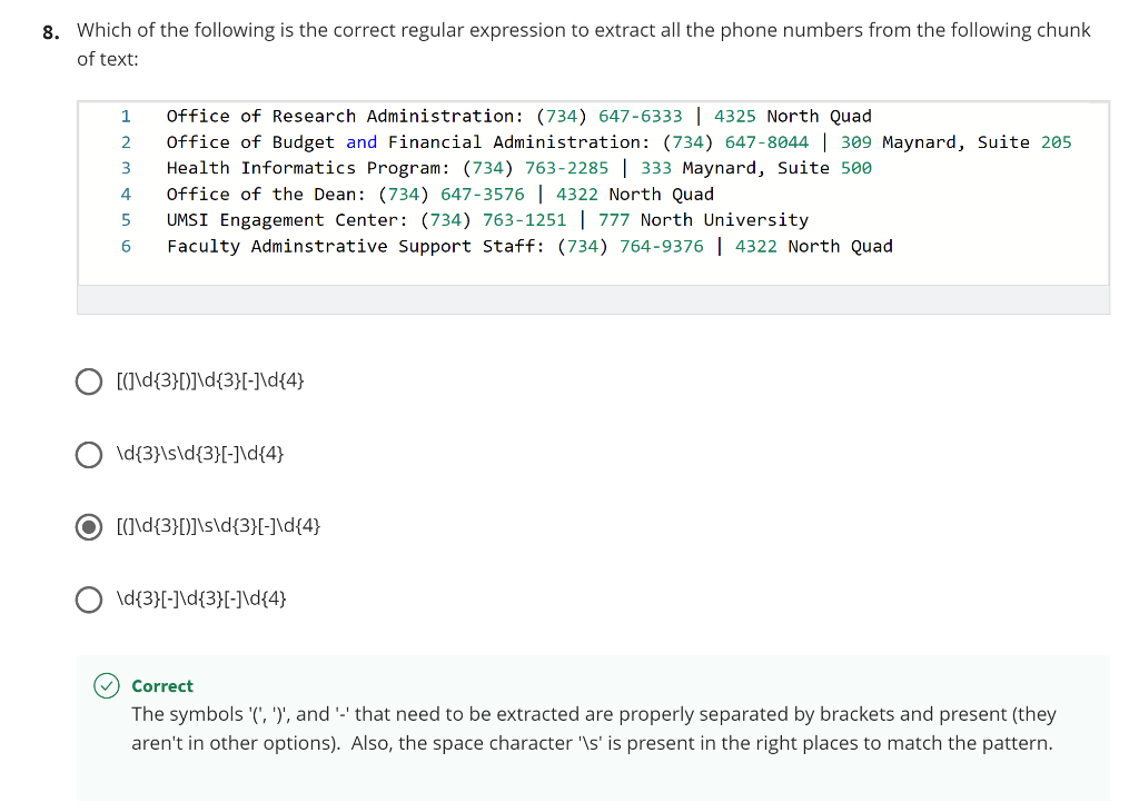 Solved 8 Which Of The Following Is The Correct Regular Chegg