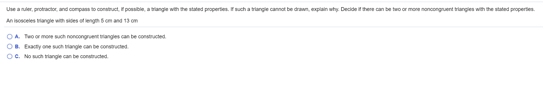 Solved Use a ruler, protractor, and compass to construct, if | Chegg.com