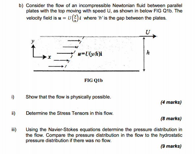 Solved b) Consider the flow of an incompressible Newtonian | Chegg.com