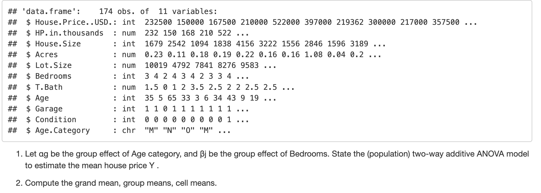 Solved by an EXPERT 1. ﻿Let ag be the group effect of Age category, and ...