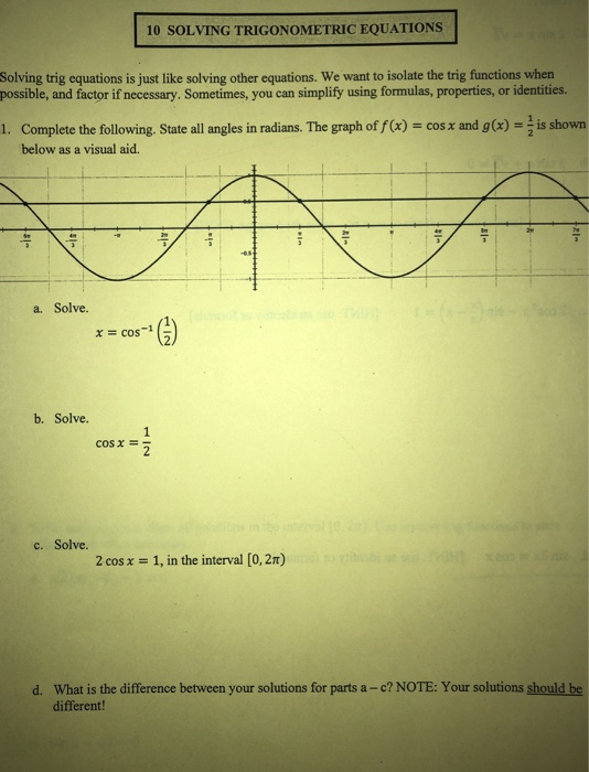 Solved 10 SOLVING TRIGONOMETRIC EQUATIONS Solving trig | Chegg.com