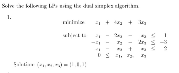 Solved Solve the following LPs using the dual simplex | Chegg.com Solved Solve the following LPs using the dual simplex | Chegg.com