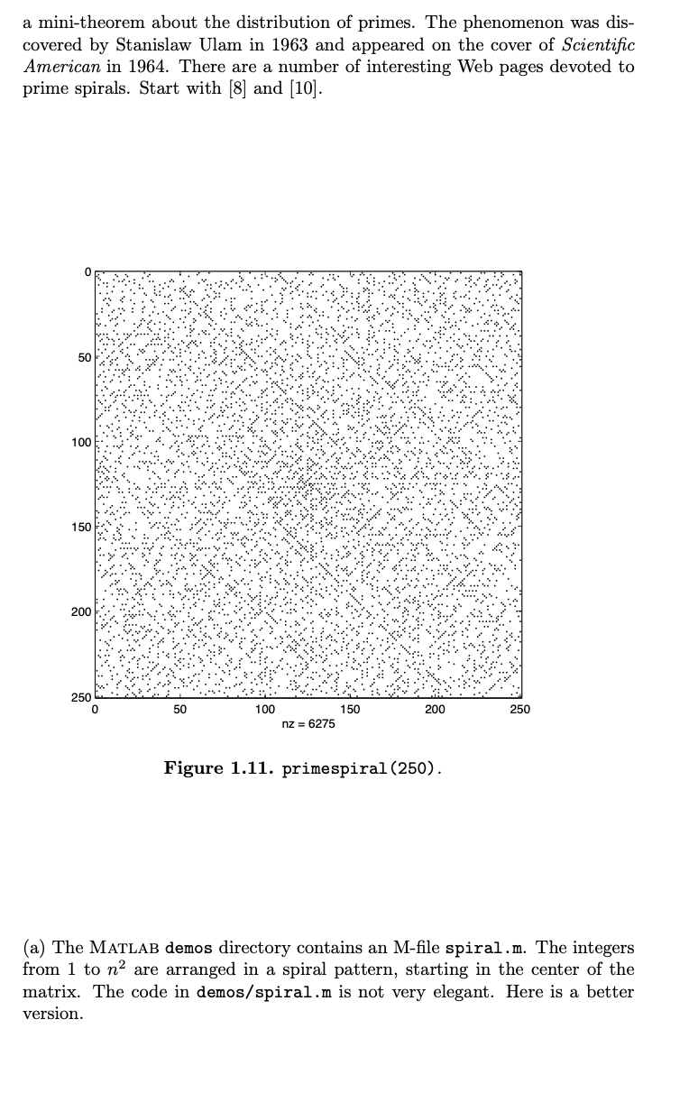 1.41. Prime spirals. A Ulam prime spiral is a plot of | Chegg.com