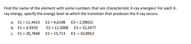 Solved Find the name of the element with some numbers that | Chegg.com