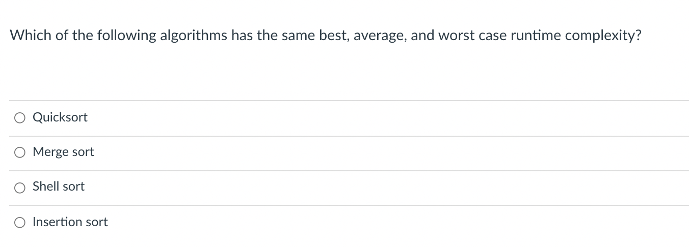 Solved Which of the following algorithms has the same best, | Chegg.com