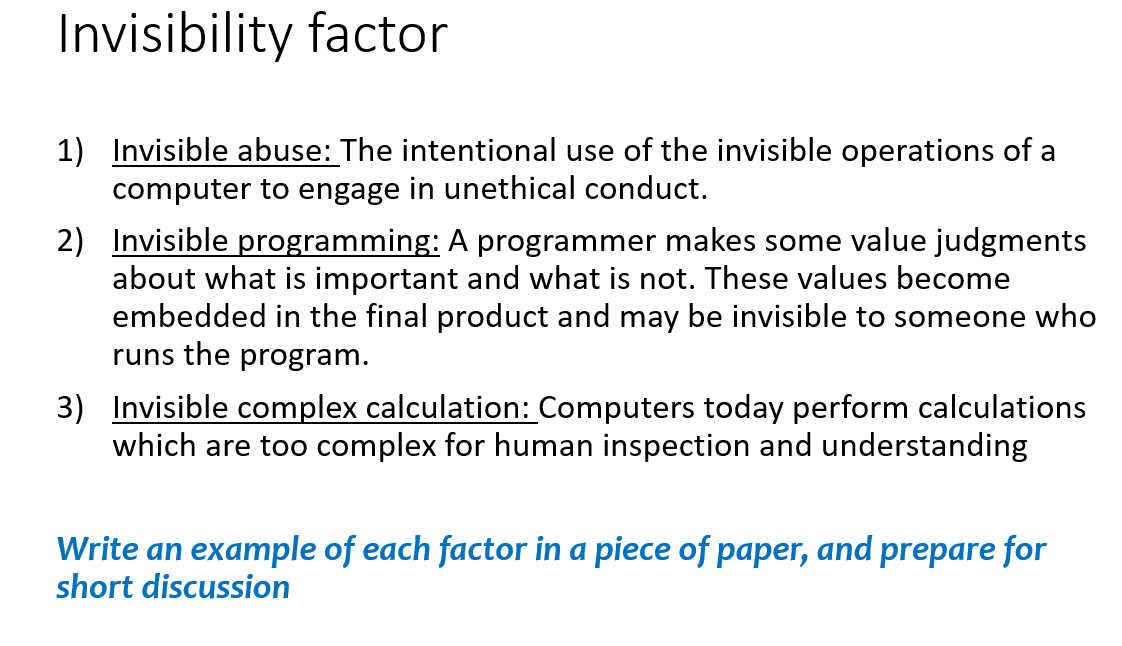 Solved Invisibility factor 1) Invisible abuse: The | Chegg.com