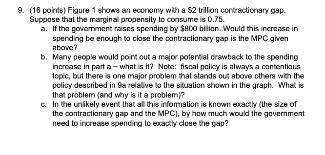 Solved 9. (16 points) Figure 1 shows an economy with a $2 | Chegg.com