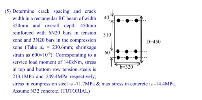 (5) Determine crack spacing and crack width in a | Chegg.com