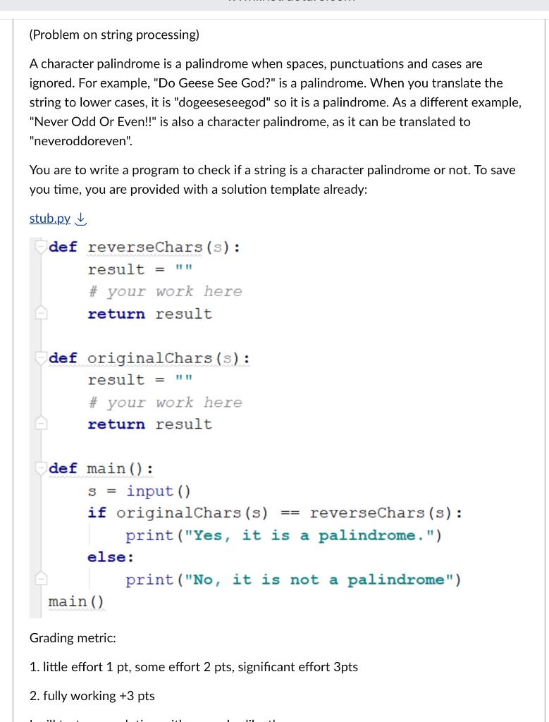 Solved I will test your solution with wxample : Doc, Note : | Chegg.com