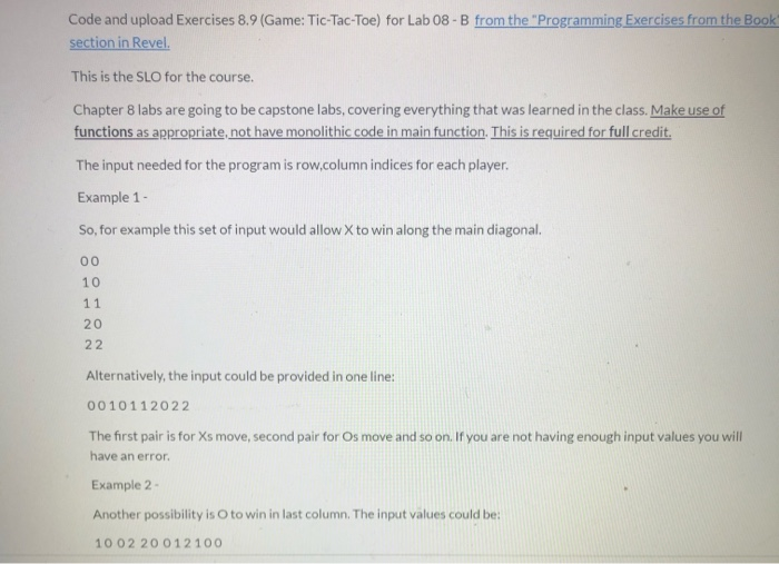 Solved Code and upload Exercises 8.9 (Game: Tic-Tac-Toe) for | Chegg.com