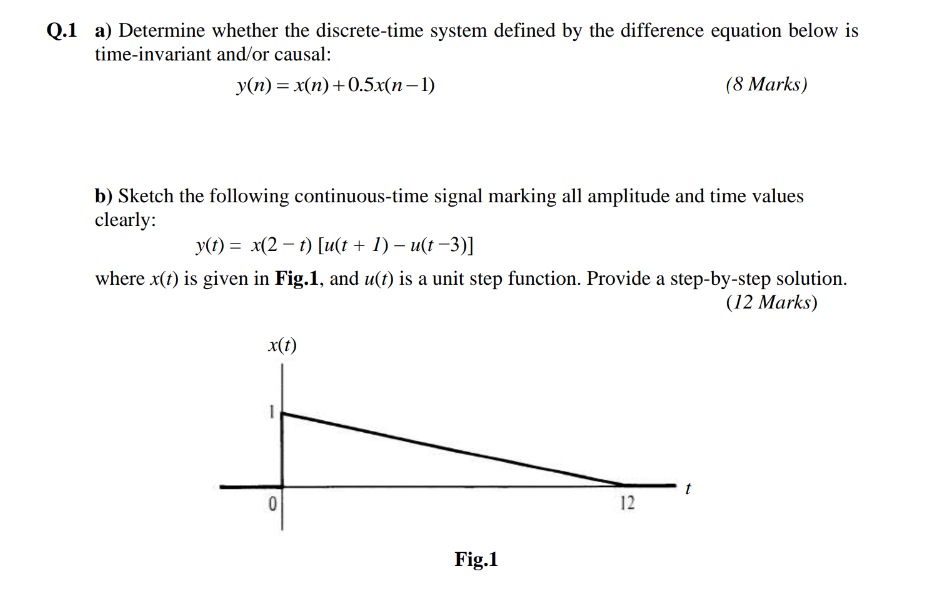 code class="asciimath">Q. 1 ﻿ay(n)=x(n)+0.5x(n-1) | Chegg.com