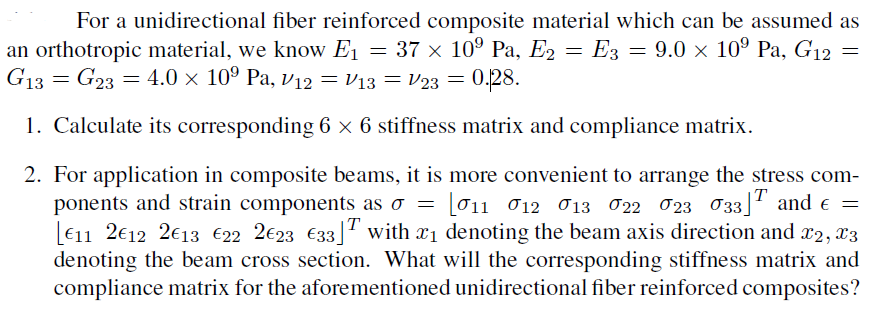 Solved = = For a unidirectional fiber reinforced composite | Chegg.com
