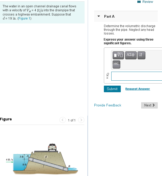Solved II Review The water in an open channel drainage canal | Chegg.com