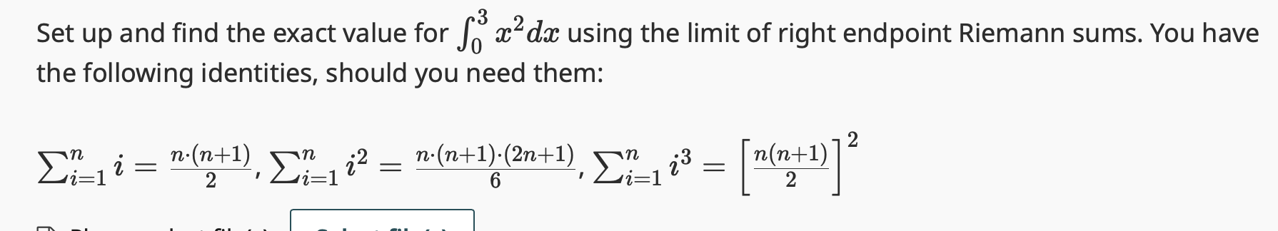 Solved Set up and find the exact value for ∫03x2dx using the | Chegg.com