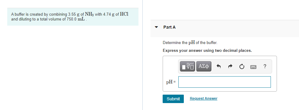 Solved A buffer is created by combining 3.55 g of NH3 with | Chegg.com