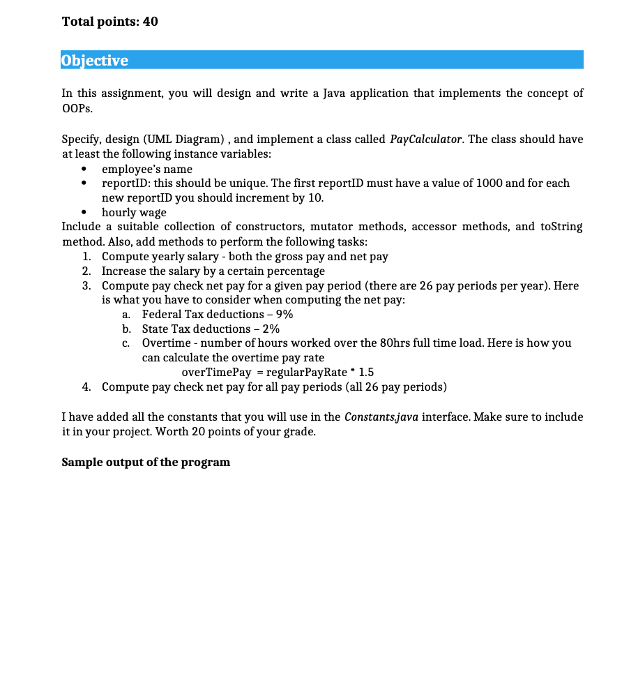 Solved Total points: 40 Objective In this assignment, you | Chegg.com
