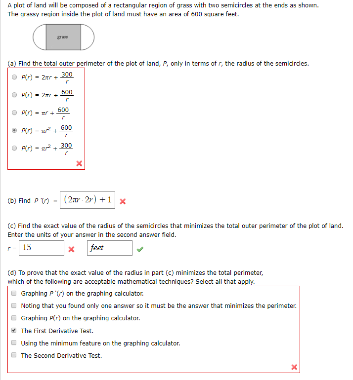 Solved A plot of land will be composed of a rectangular | Chegg.com