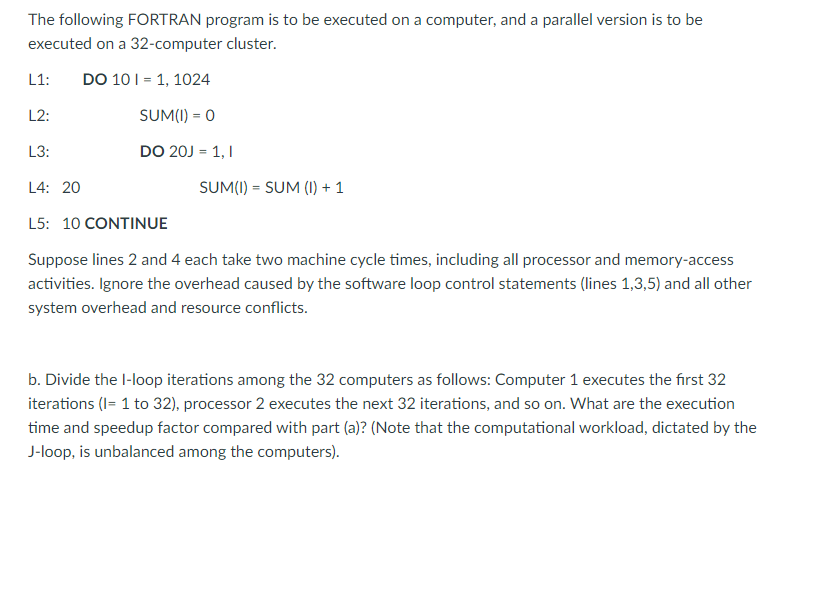 Solved The following FORTRAN program is to be executed on a | Chegg.com