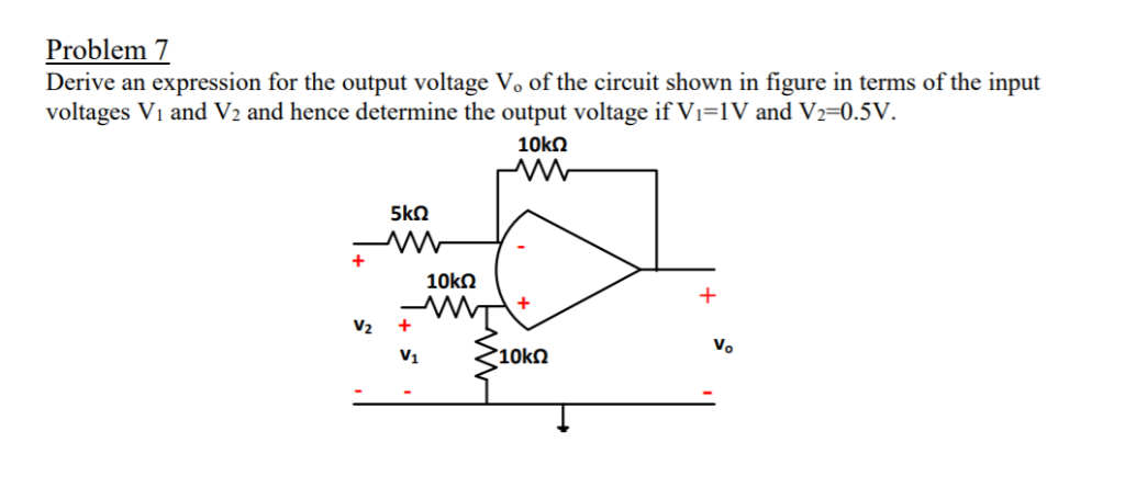 Solved Problexn Derive An Expression For The Output Voltage 1426