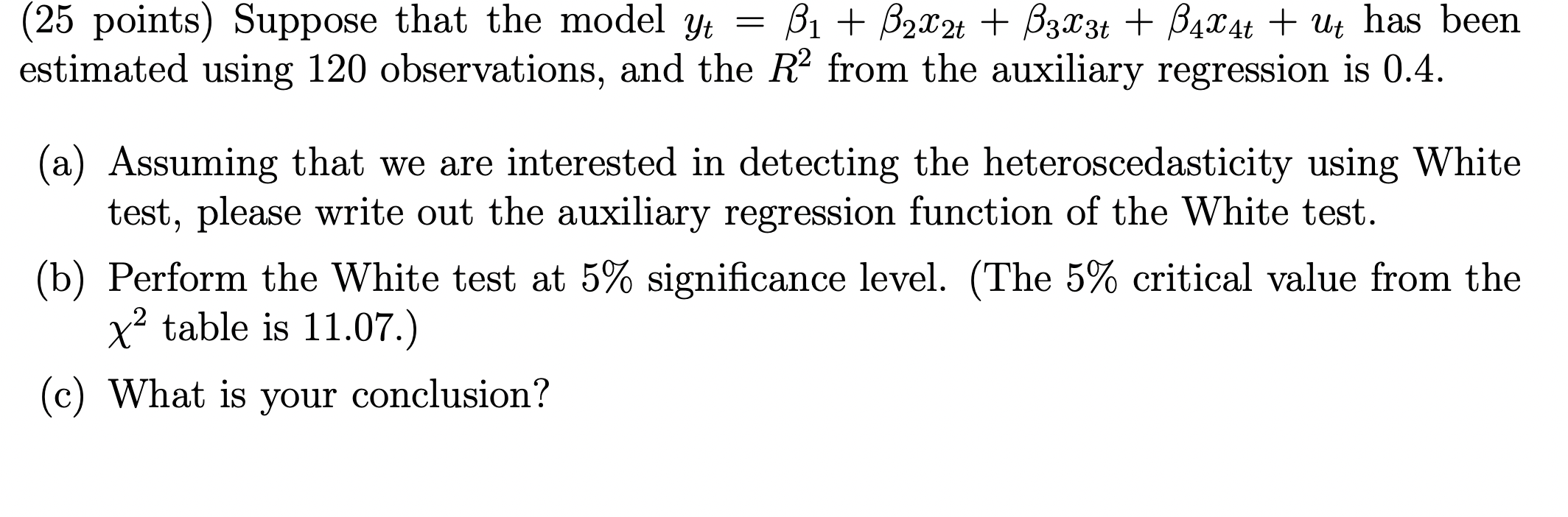 (25 points) Suppose that the model | Chegg.com