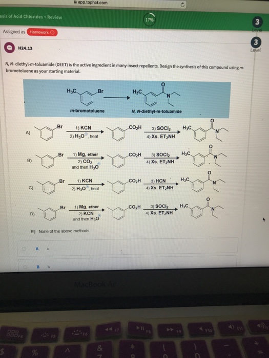 Solved 을 app.tophat.com hesis of Acid Chlorides + Review | Chegg.com
