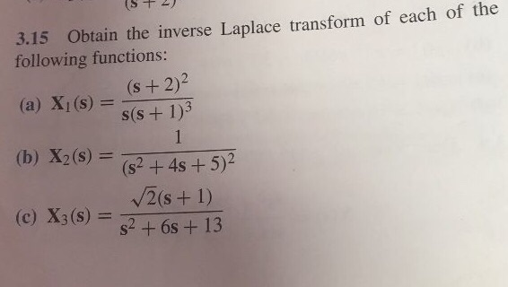 Solved 3.15 Obtain the inverse Laplace transform of each of | Chegg.com Solved 3.15 Obtain the inverse Laplace transform of each of | Chegg.com