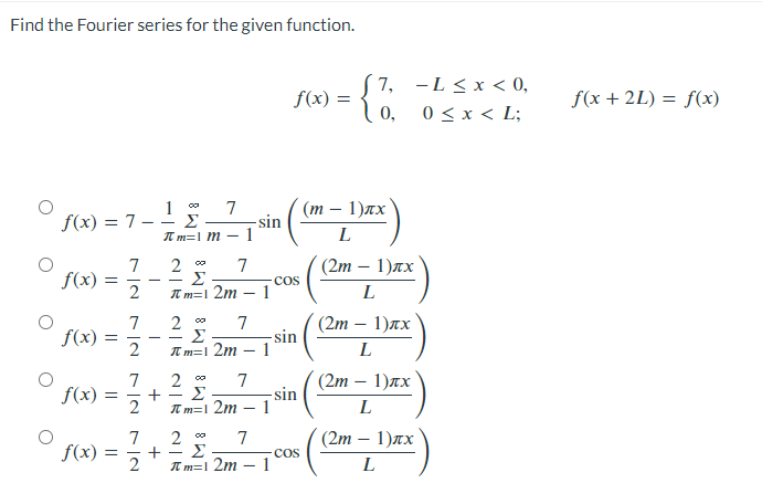 Solved Find the Fourier series for the given function. | Chegg.com