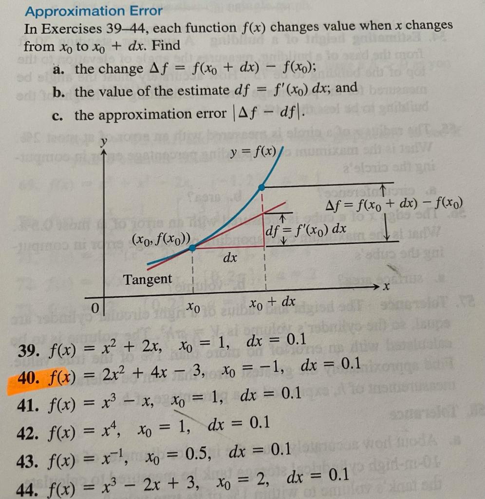 Solved Approximation Error In Exercises 3944 Each Function 3845