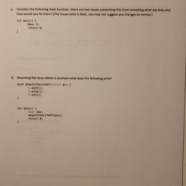 Solved a. Consider the following main function, there are | Chegg.com