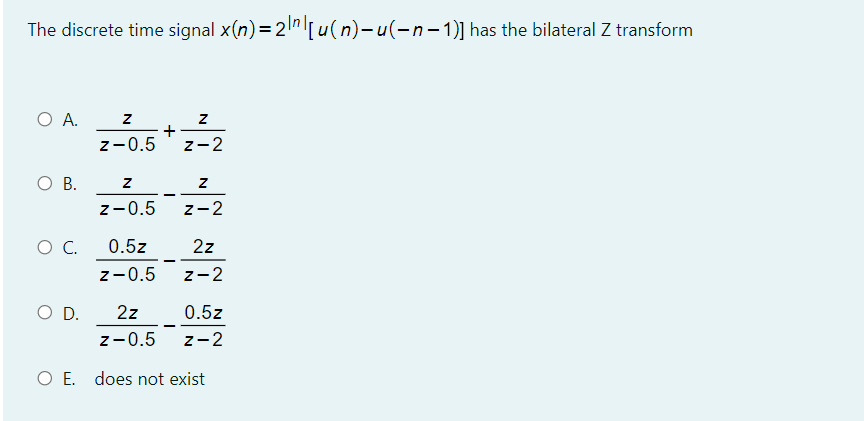 Solved The discrete time signal x(n)=211 | [ u(n)-u(-n-1)] | Chegg.com