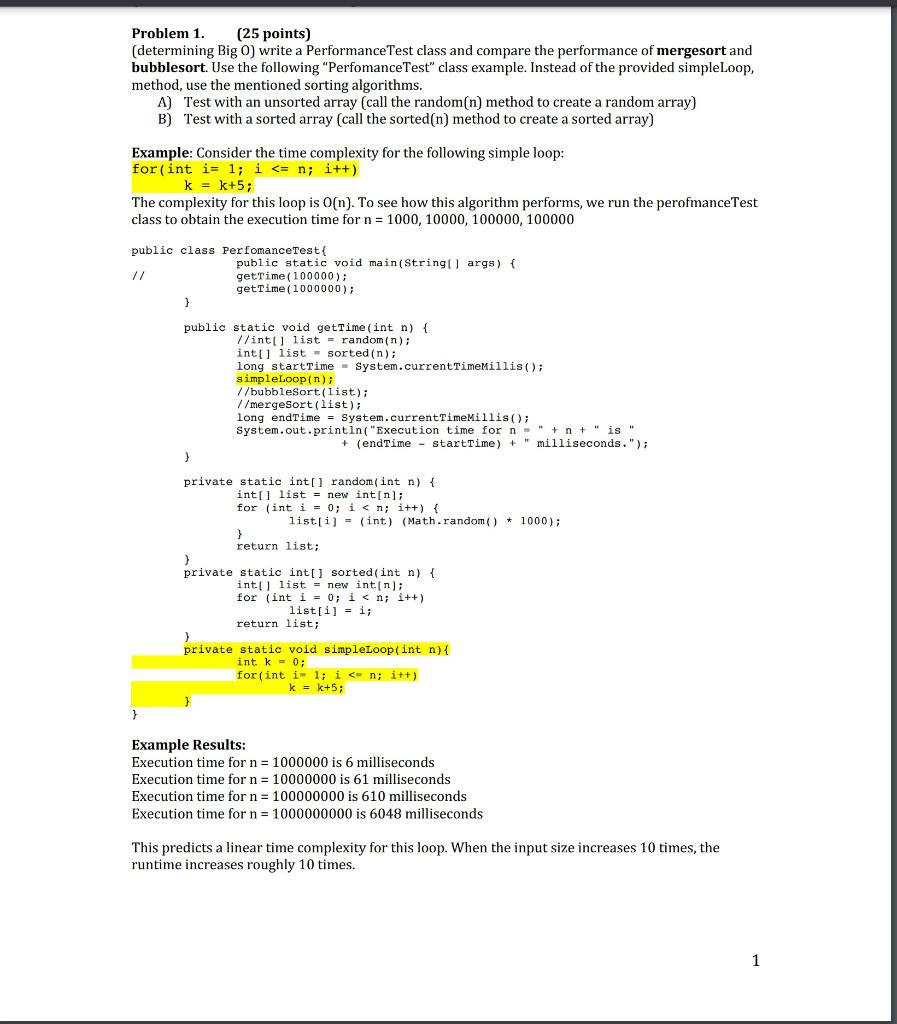 Solved Problem 1. (25 points) (determining Big O) write | Chegg.com