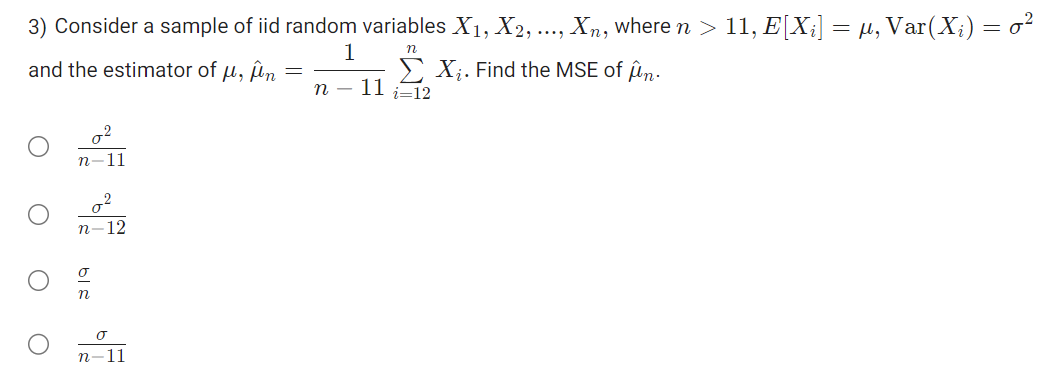 Solved 3) Consider a sample of iid random variables X₁, X2, | Chegg.com