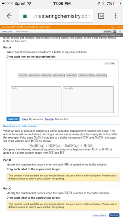 Solved Which set of compounds would form a buffer in aqueous | Chegg.com