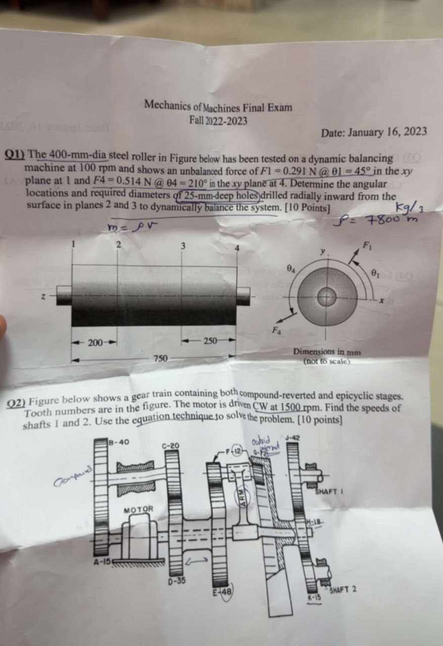 Solved Q1) The 400-mm-dia steel roller in Figure below has | Chegg.com
