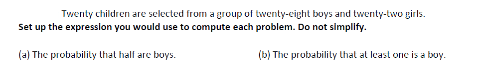 Solved Twenty children are selected from a group of | Chegg.com