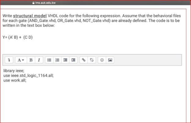 Solved Ims.auk.edu.kw Write structural model VHDL code for | Chegg.com