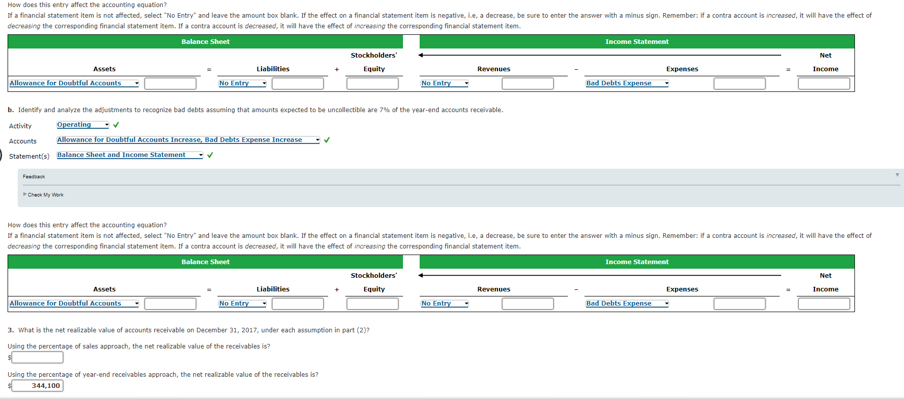Solved Allowance Method for Accounting for Bad Debts At the | Chegg.com