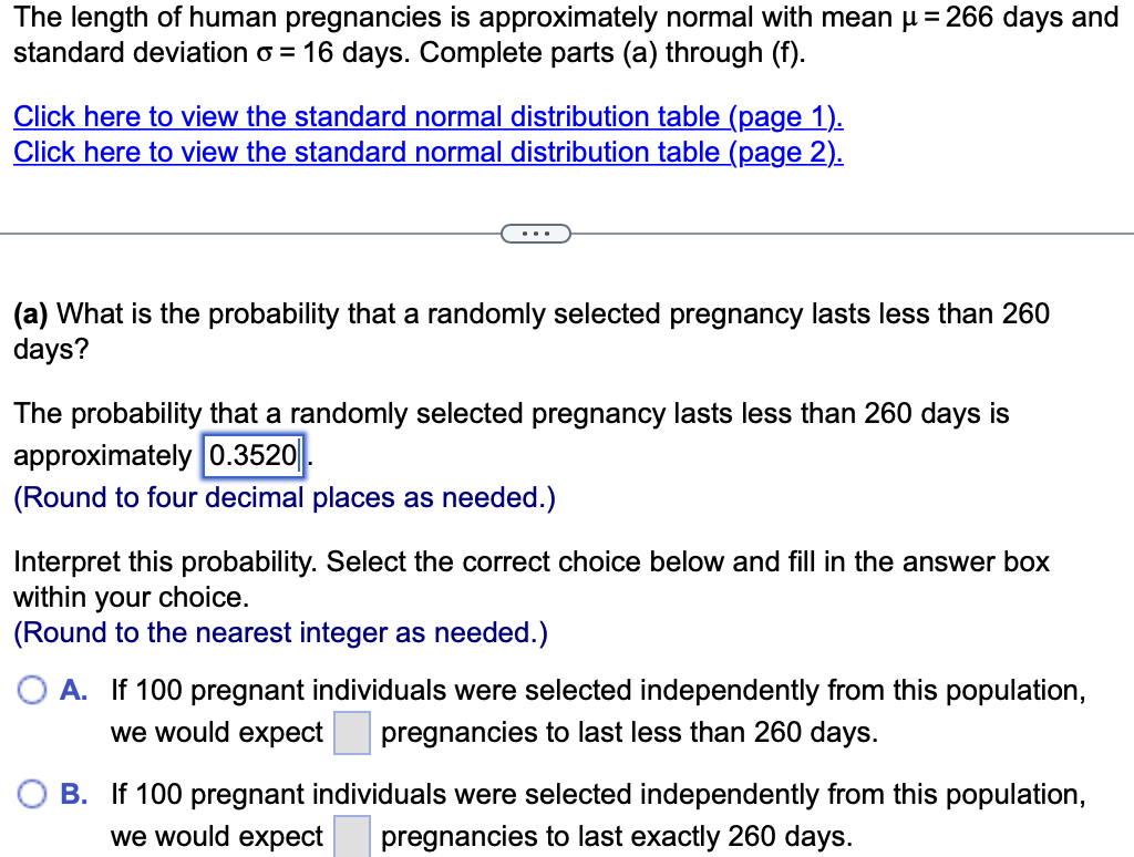 Solved Standard Normal Distribution Table Page 1standard 9769