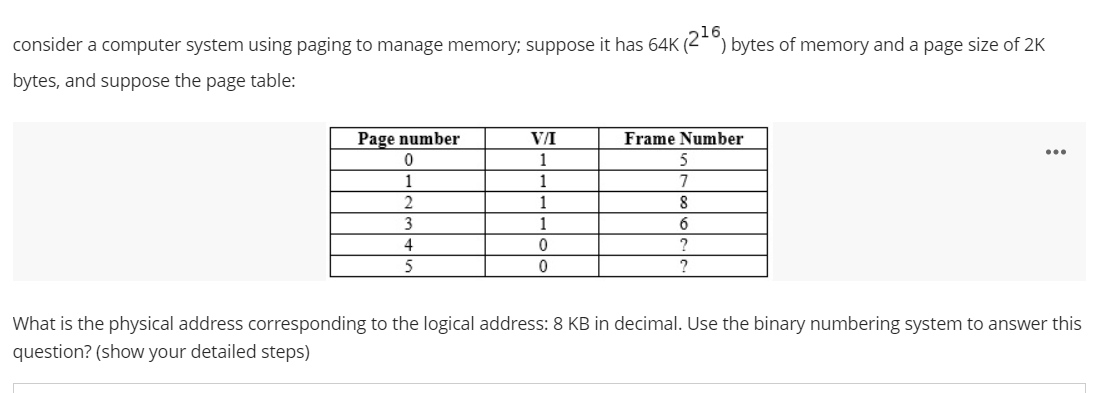Solved consider a computer system using paging to manage | Chegg.com