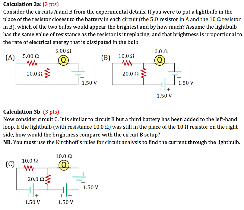 Solved Calculation 3a: (3 pts) Consider the circuits A and B | Chegg.com