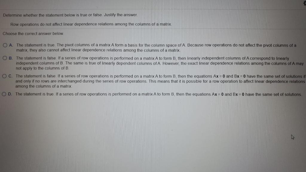 Solved Determine whether the statement below is true or | Chegg.com