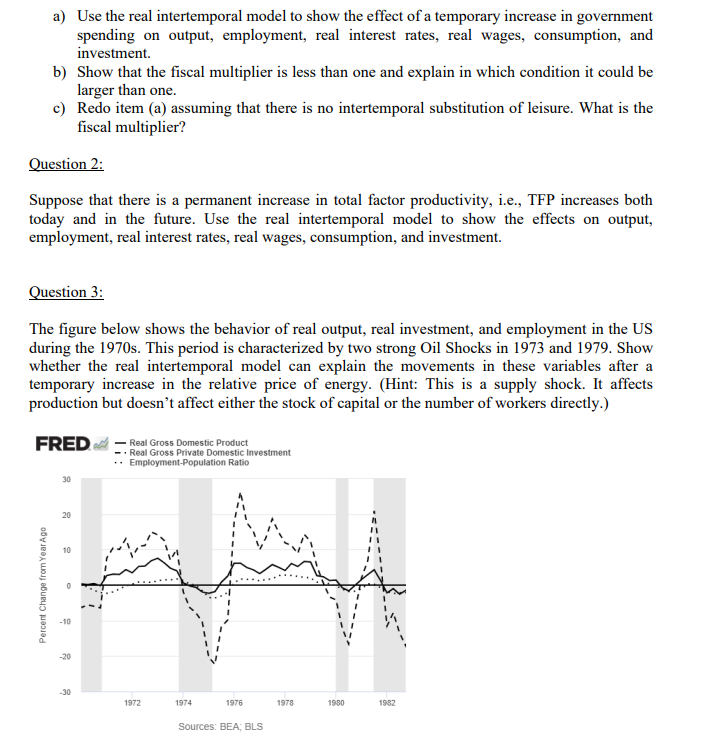 Solved a) Use the real intertemporal model to show the | Chegg.com